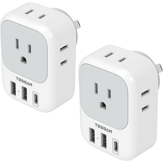 2 Pack European Plug Adapter USB C, US to Europe Adapter 4 Outlets 3 ...