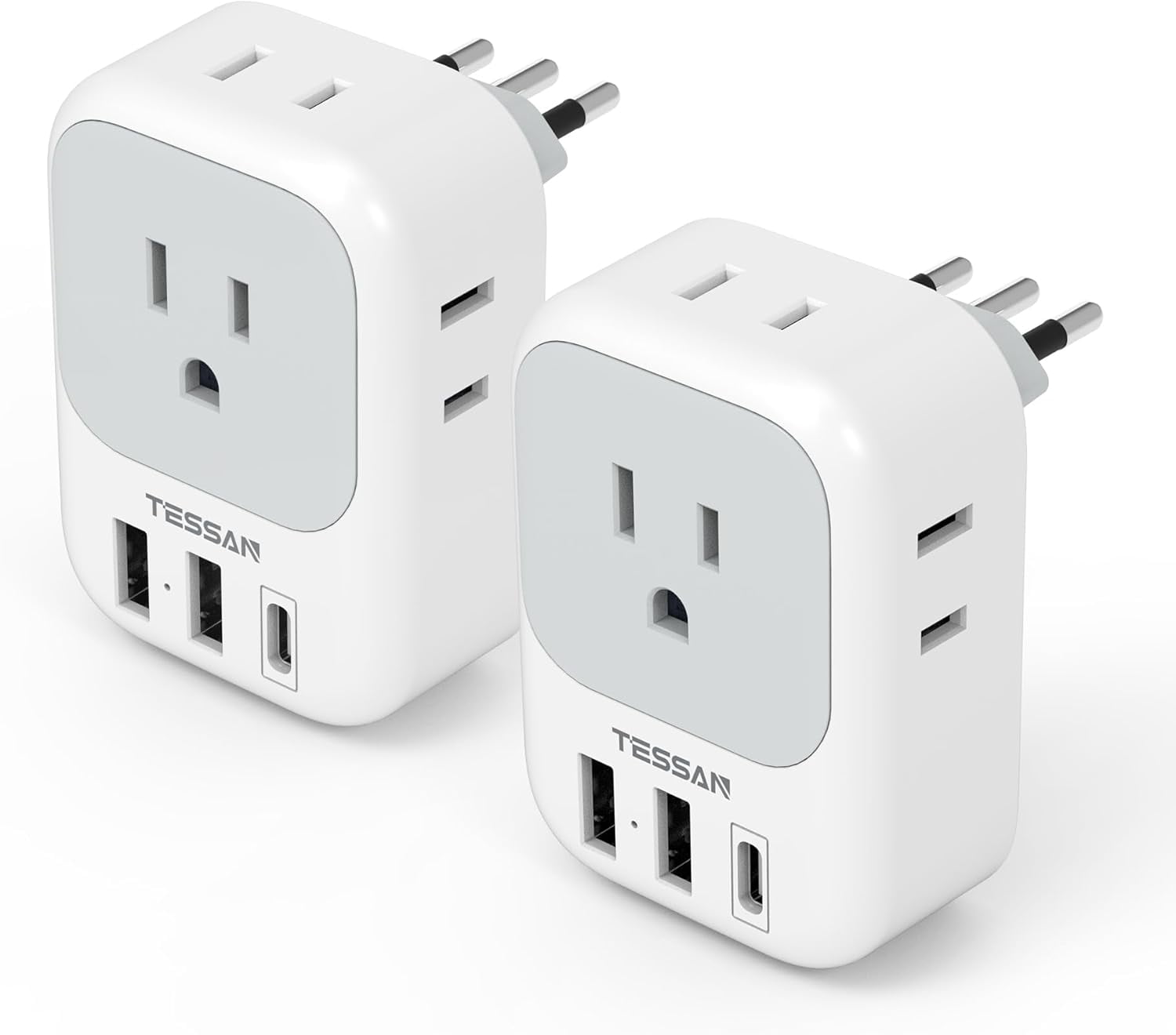 2 Pack European Plug Adapter USB C, US to Europe Adapter 4 Outlets 3 ...