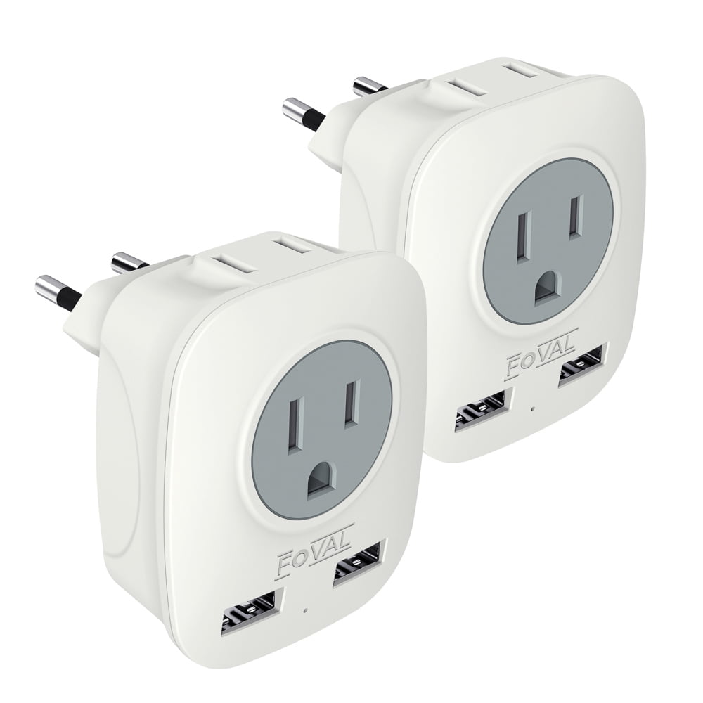 [2-Pack] European Travel Plug Adapter, FOVAL International Power ...