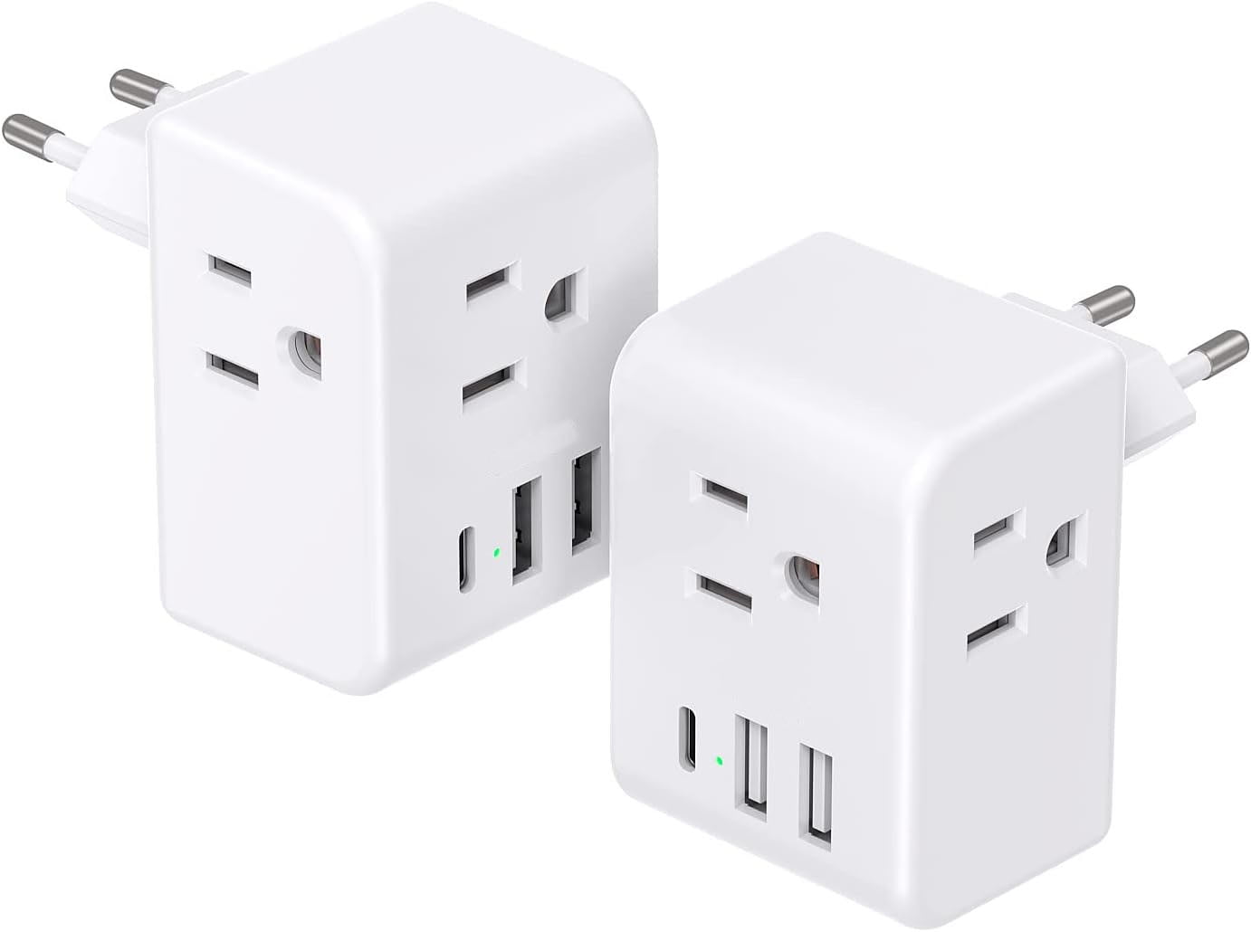 2 Pack European Travel Plug Adapter, International Power Adapter with 3 ...