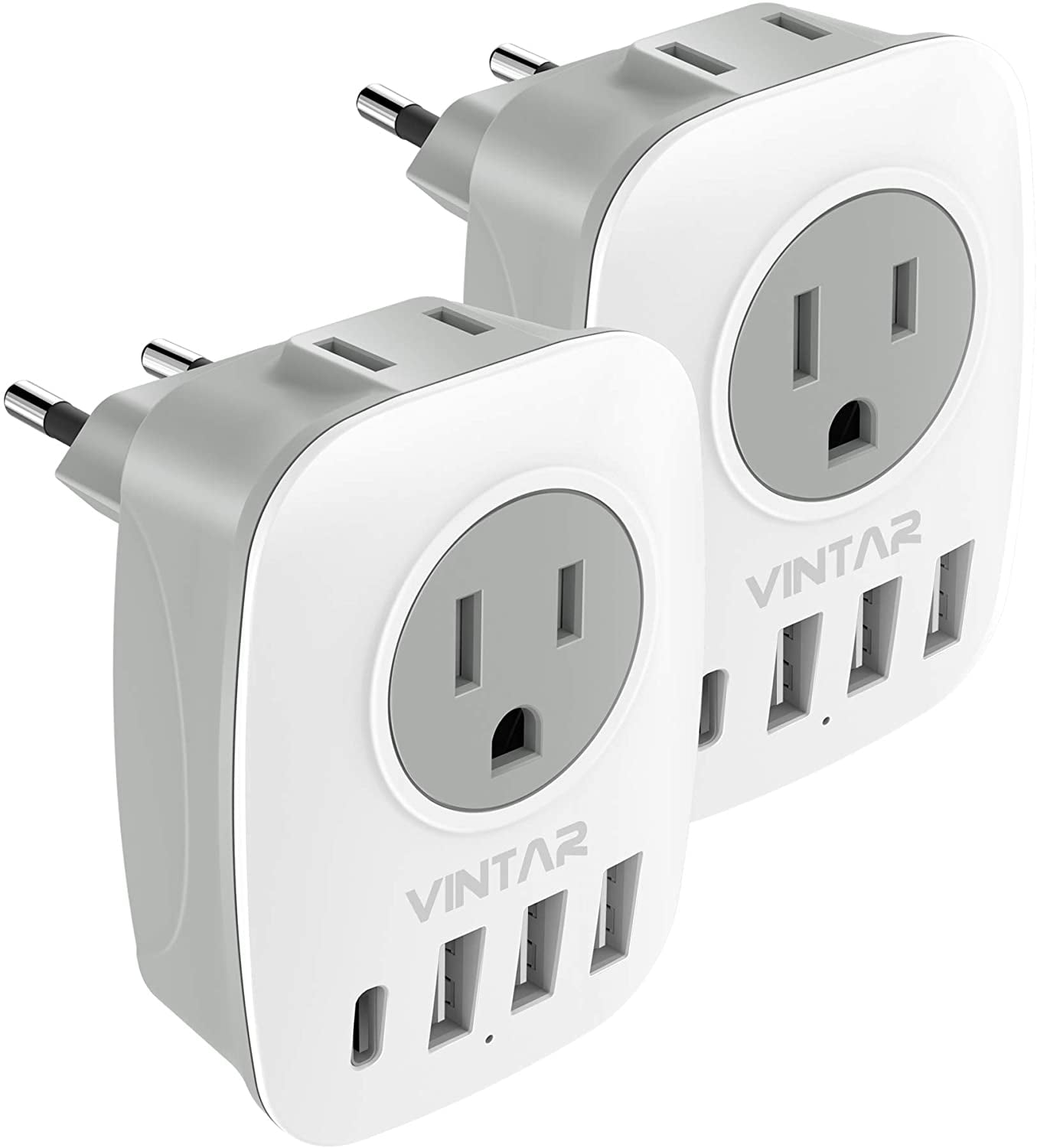 2 Pack European Travel Plug Adapter, International Power Plug Adapter ...