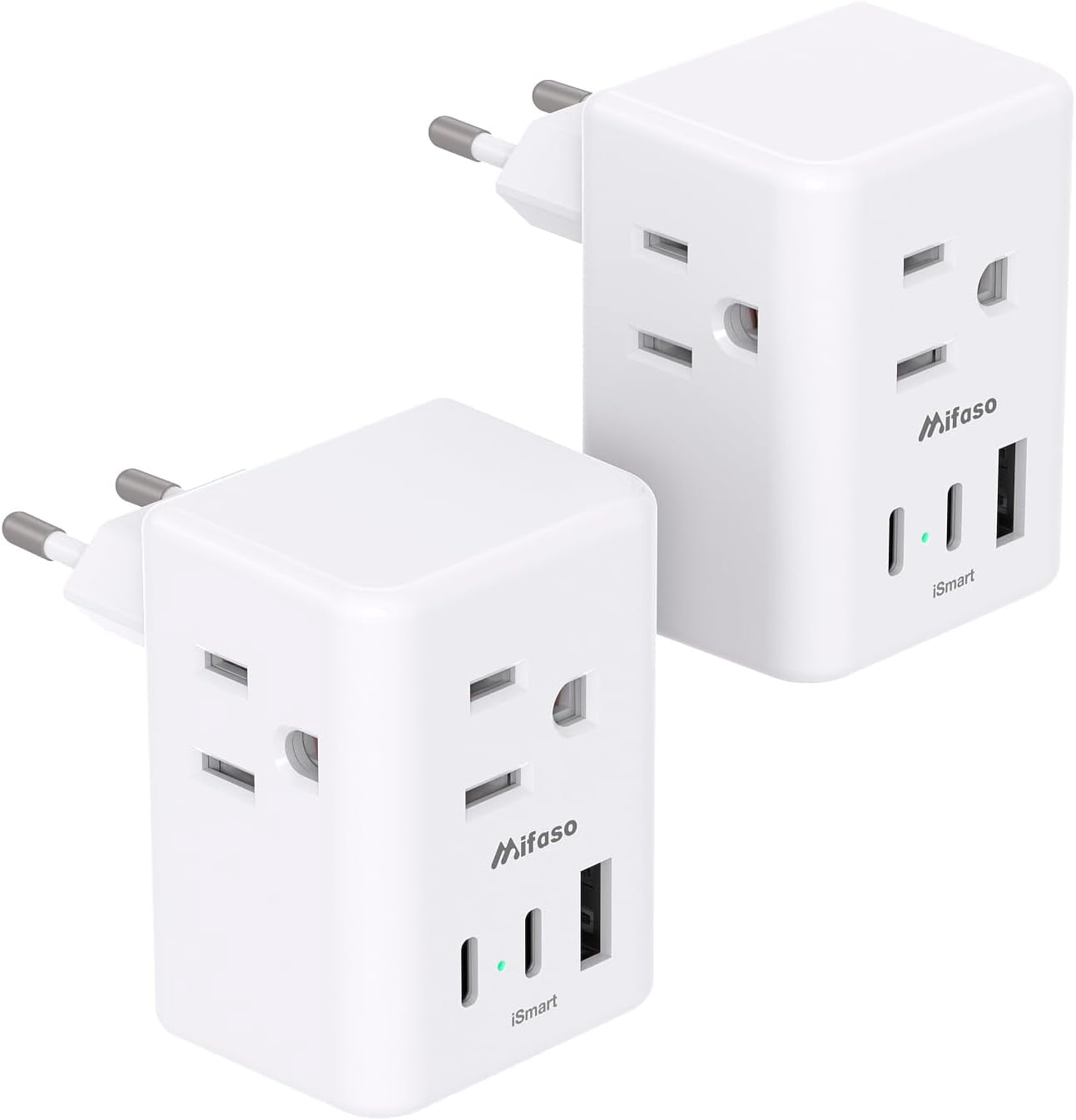 2 Pack European Travel Plug Adapter, International Power Plug Adapter ...