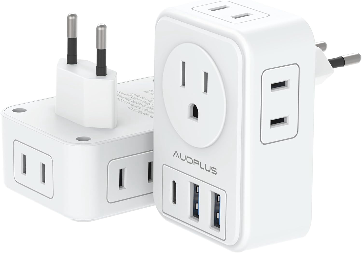 2 Pack European Travel Plug Adapter with USB C, US to Europe Power ...
