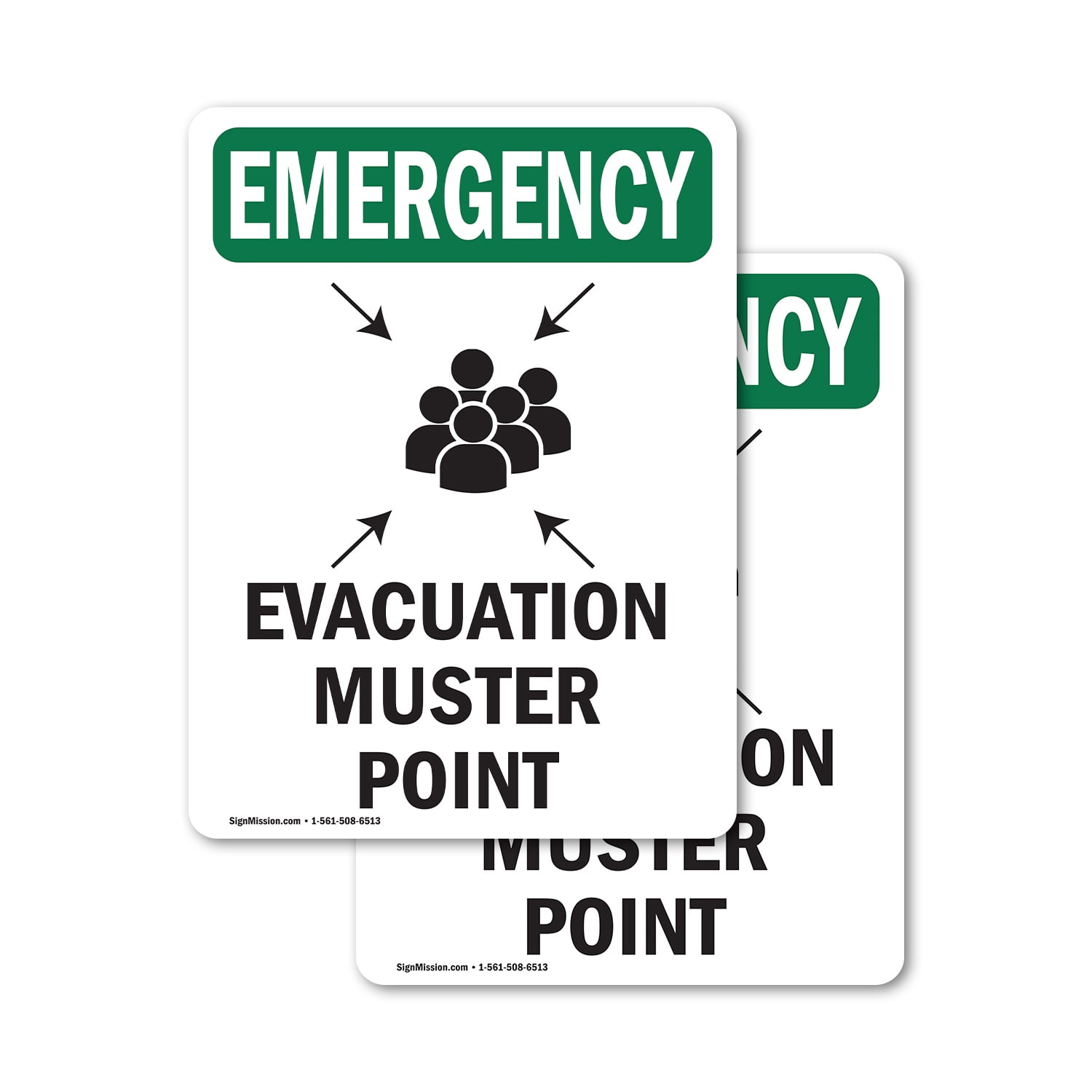 (2 Pack) Evacuation Muster Point With Symbol OSHA Emergency Sign ...