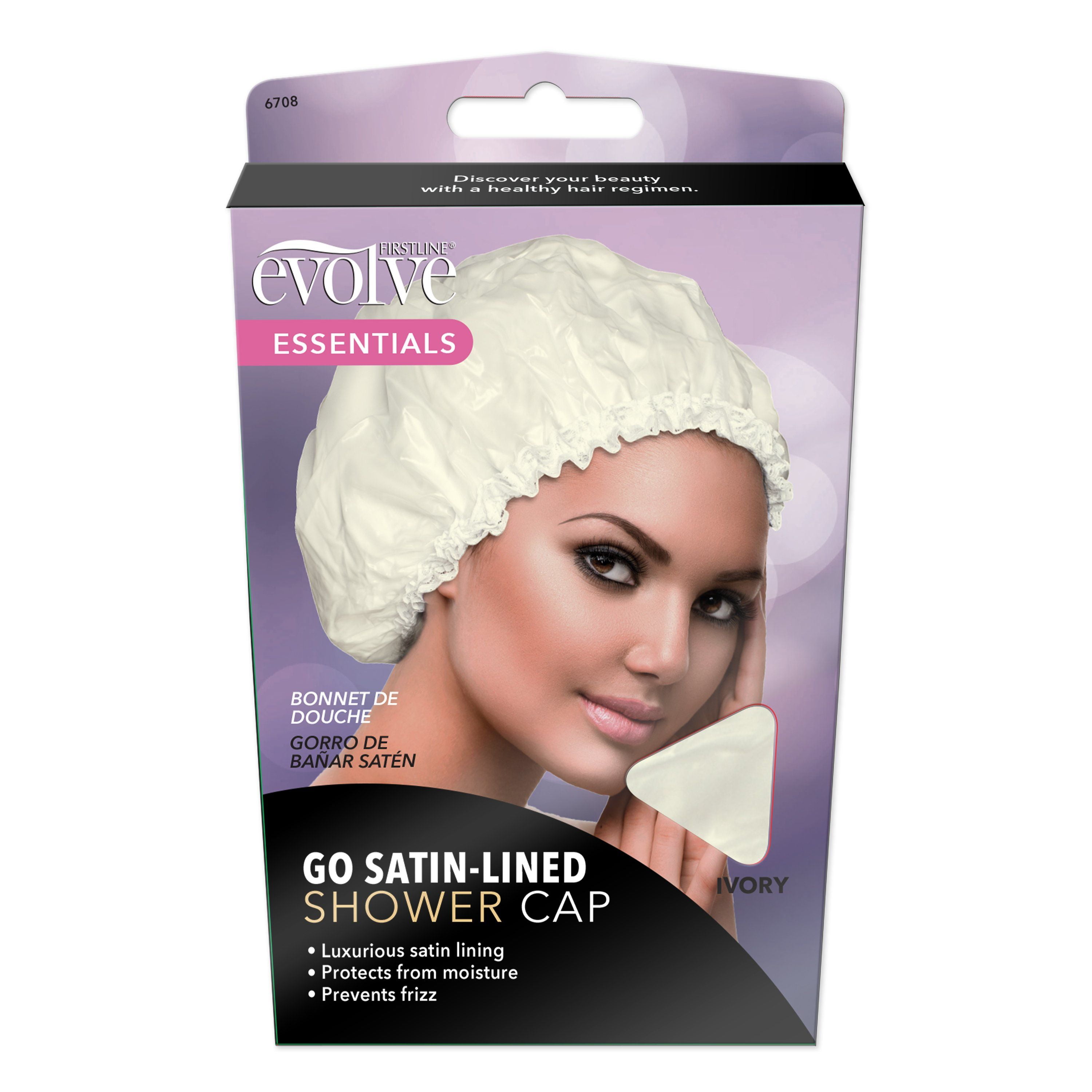 2 Pack - Evolve Go Satin Lined Shower Cap - Ivory - Each - Walmart.com