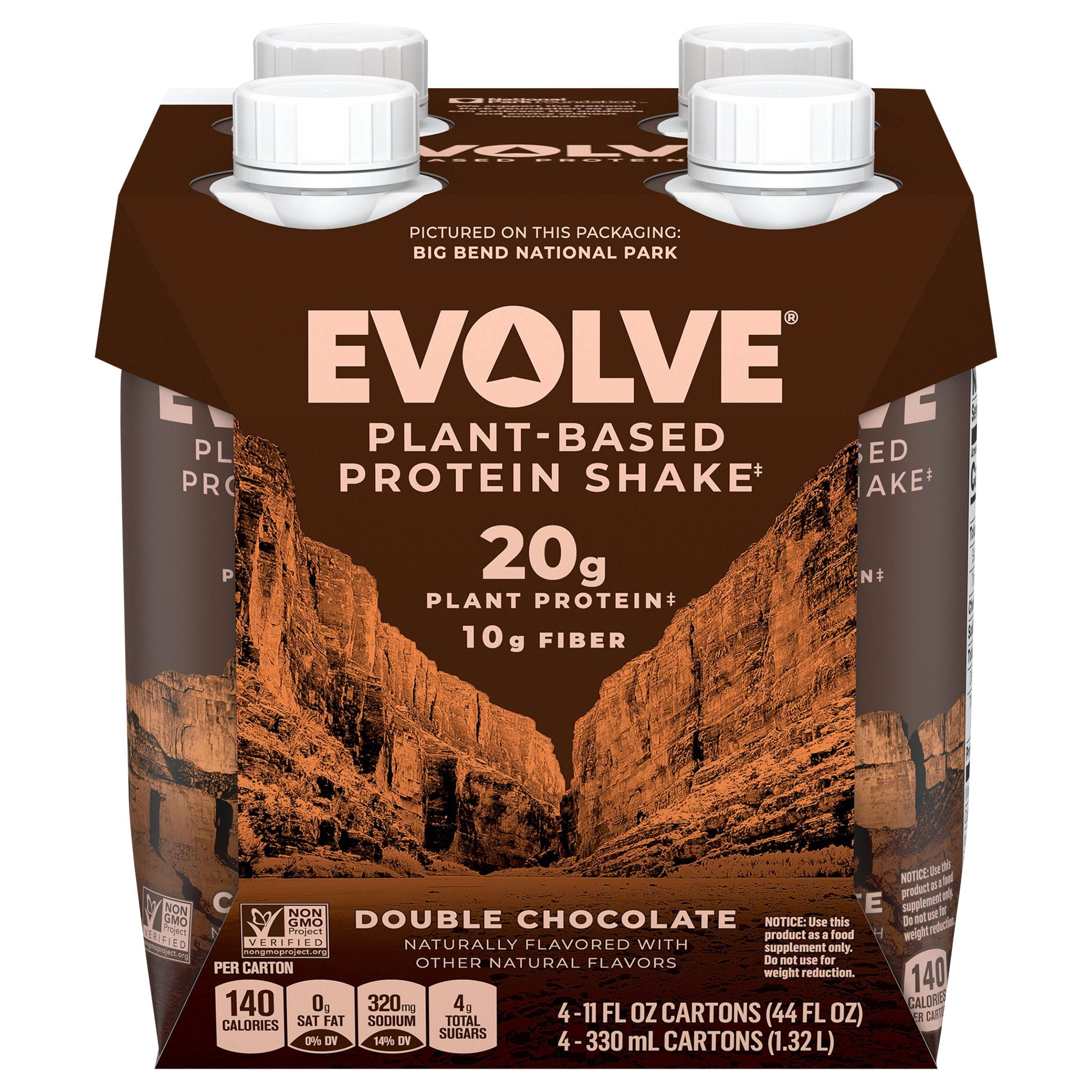2 Pack - Evolve Plant-Based 20g Protein Shakes - Double Chocolate, 4 Pk ...