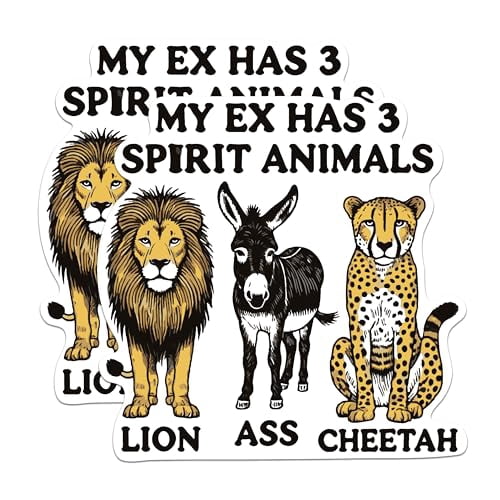 (2 Pack) My Ex Has 3 Spirit Animals Lion Ass Cheetah Stickers - Funny ...