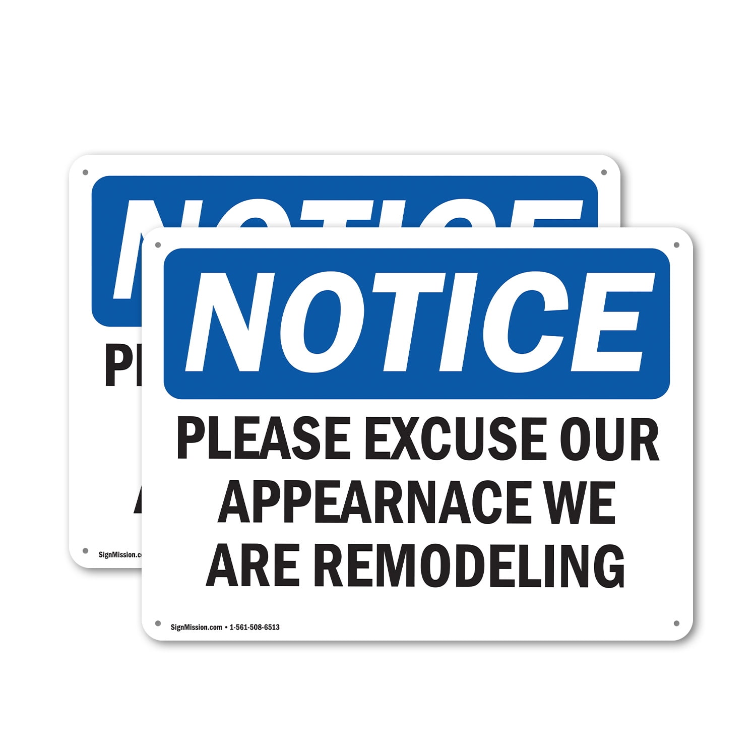 (2 Pack) Excuse Appearance We Are Remodeling OSHA Notice Sign 18 Inch X ...