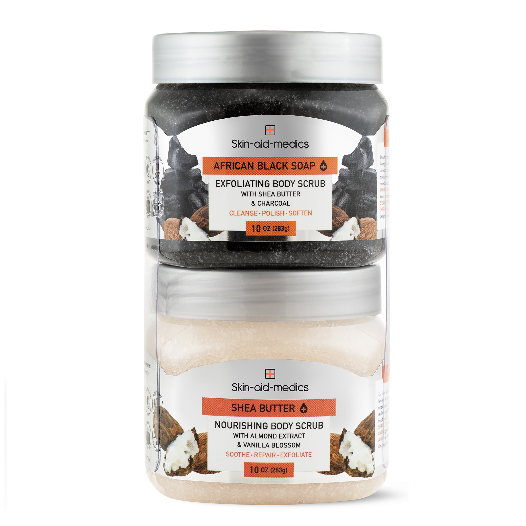 2 Pack Exfoliating Body Scrub Set - African Black Soap & Shea Butter ...
