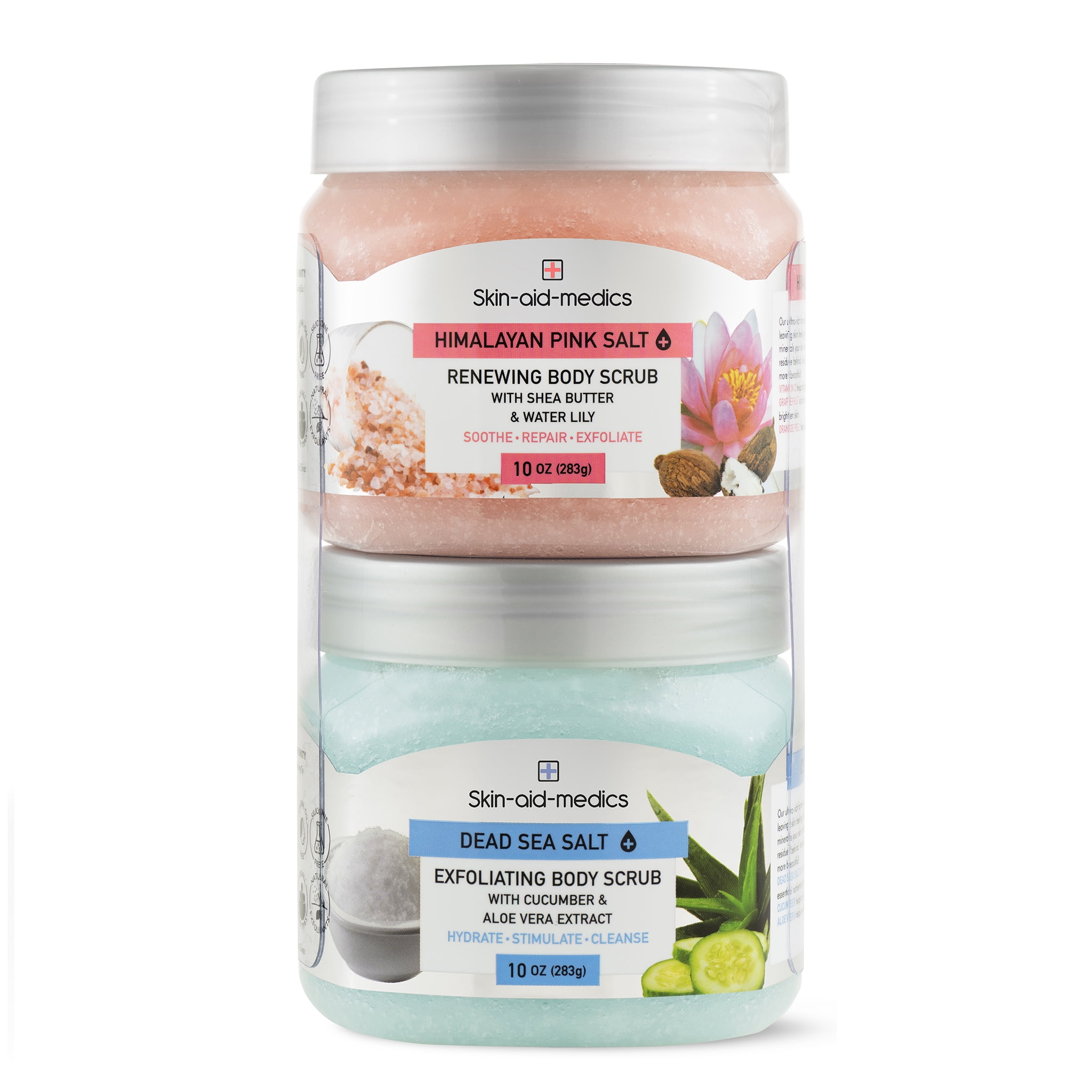 2 Pack Exfoliating Salt Scrub Set - Himalayan Pink & Dead Sea - 20 oz ...
