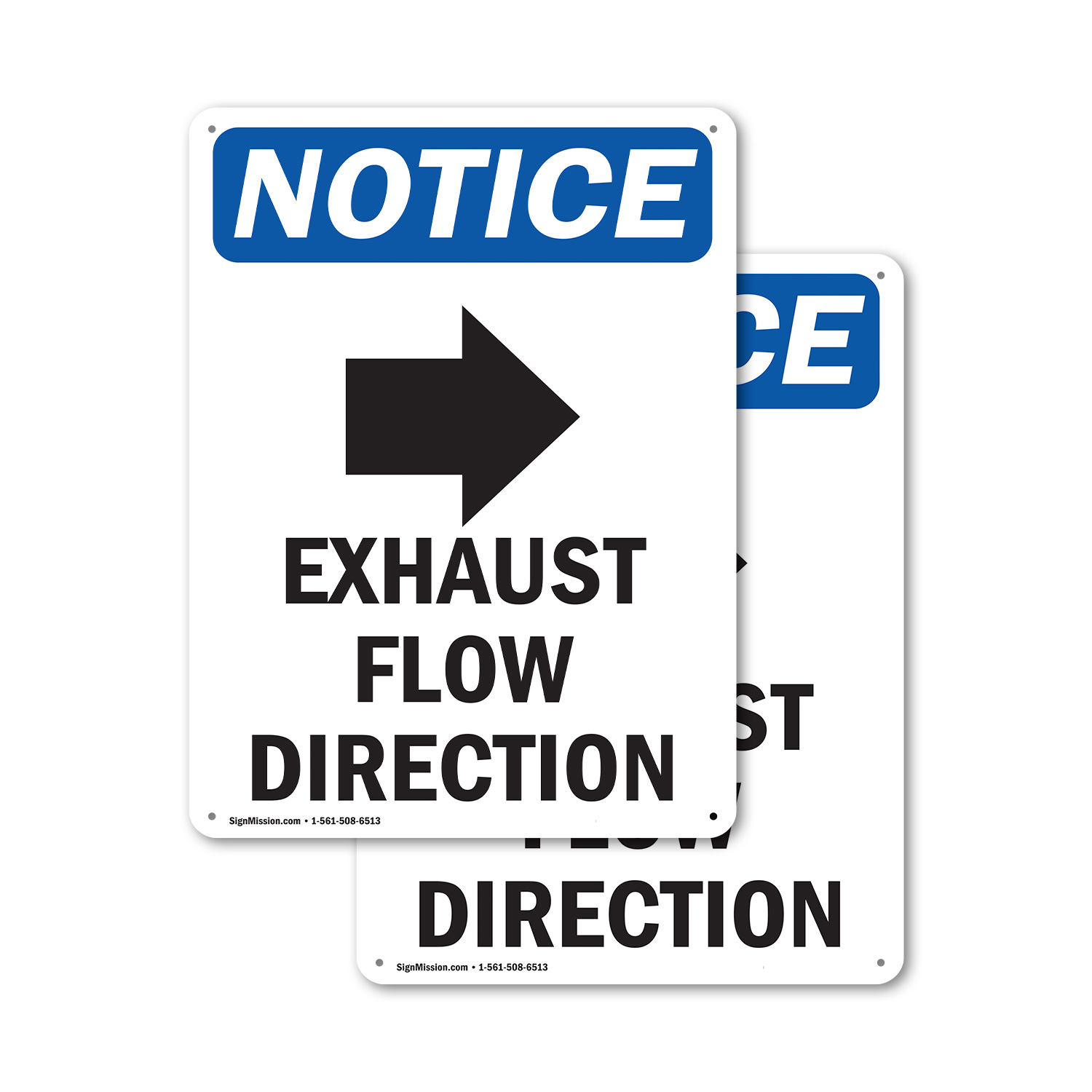 (2 Pack) Exhaust Flow Direction OSHA Notice Sign 18 Inch X 24 Inch ...