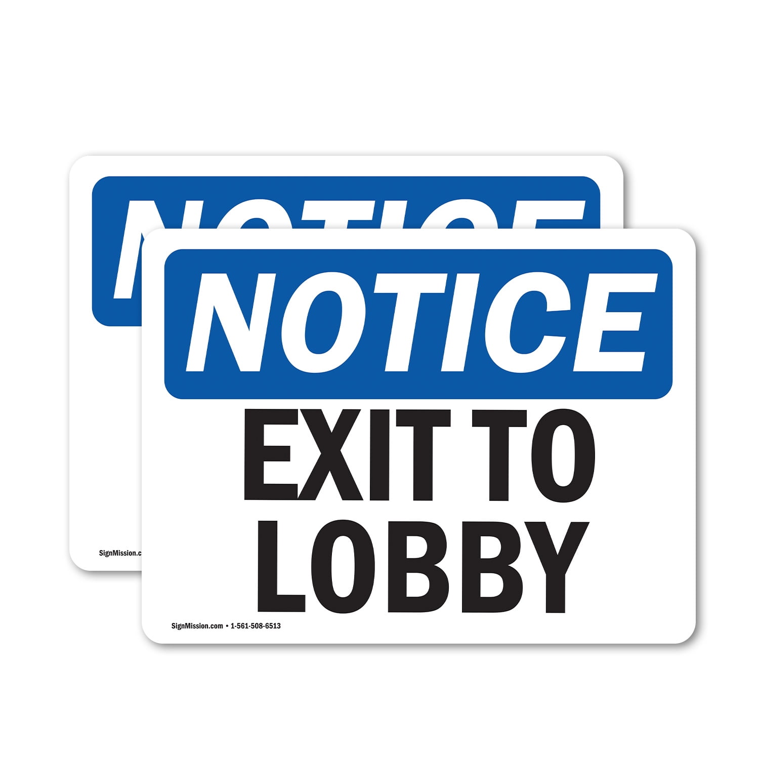 (2 Pack) Exit To Lobby OSHA Notice Sign 18 Inch X 12 Inch Vinyl Label ...