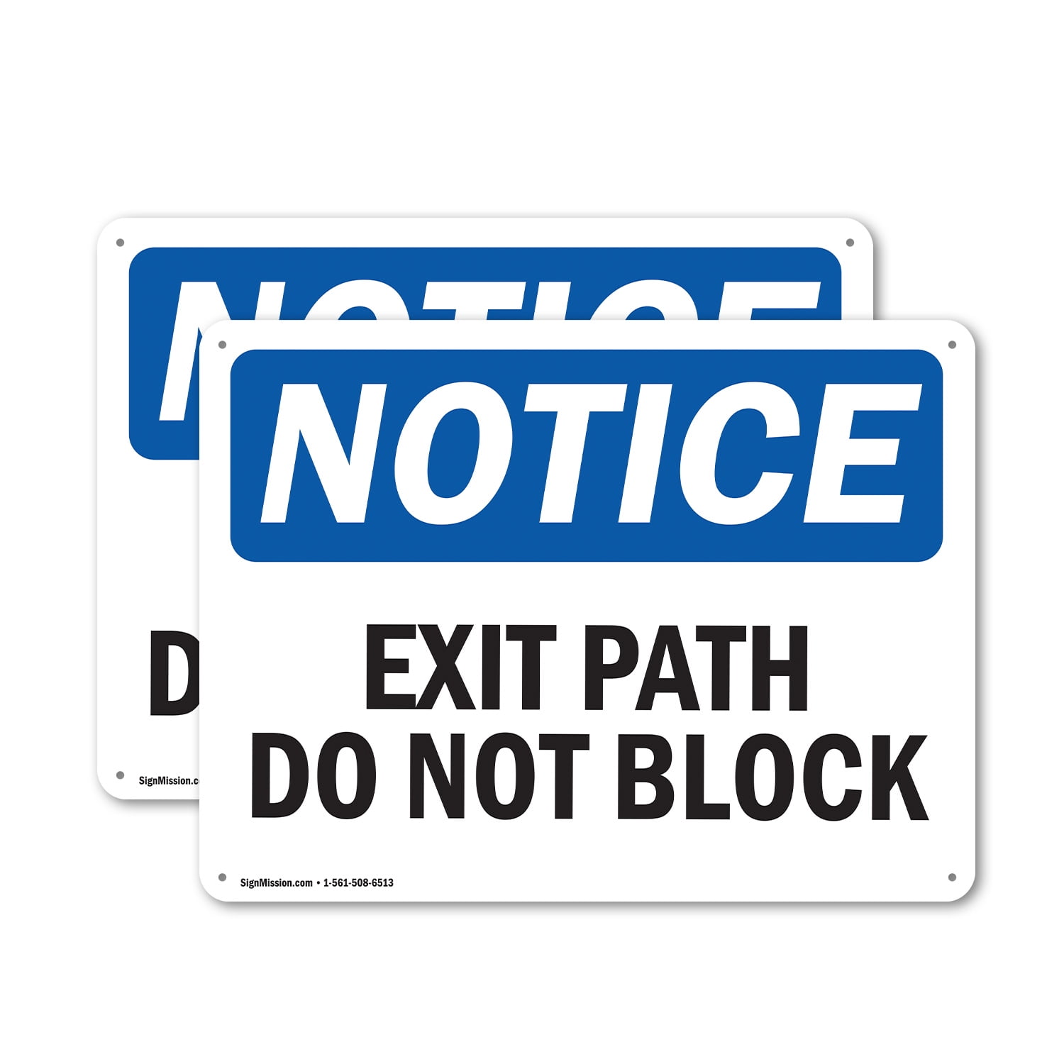 (2 Pack) Exit Path Do Not Block OSHA Notice Sign 18 Inch X 12 Inch ...