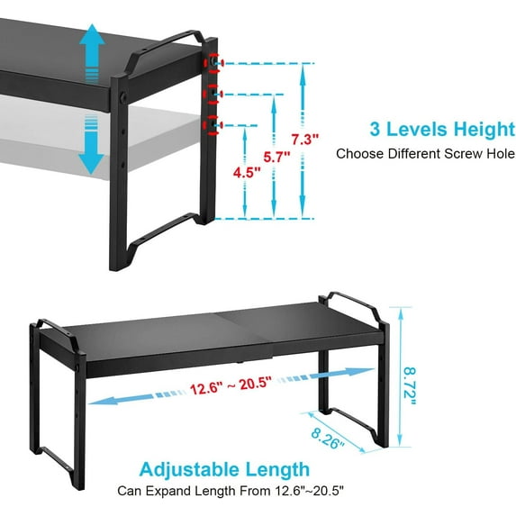 2 Pack Expandable Cabinet Countertop Shelves, Stackable Organizers for ...