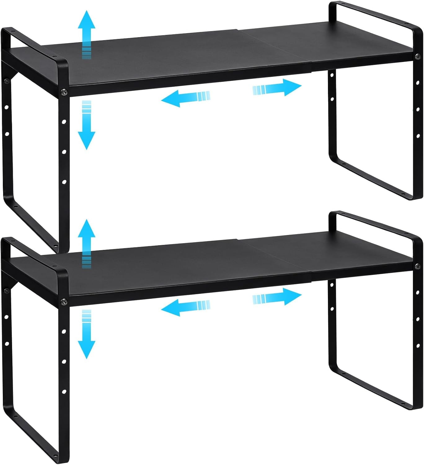 2 Pack Expandable Cabinet Countertop Shelves, Stackable Shelves ...