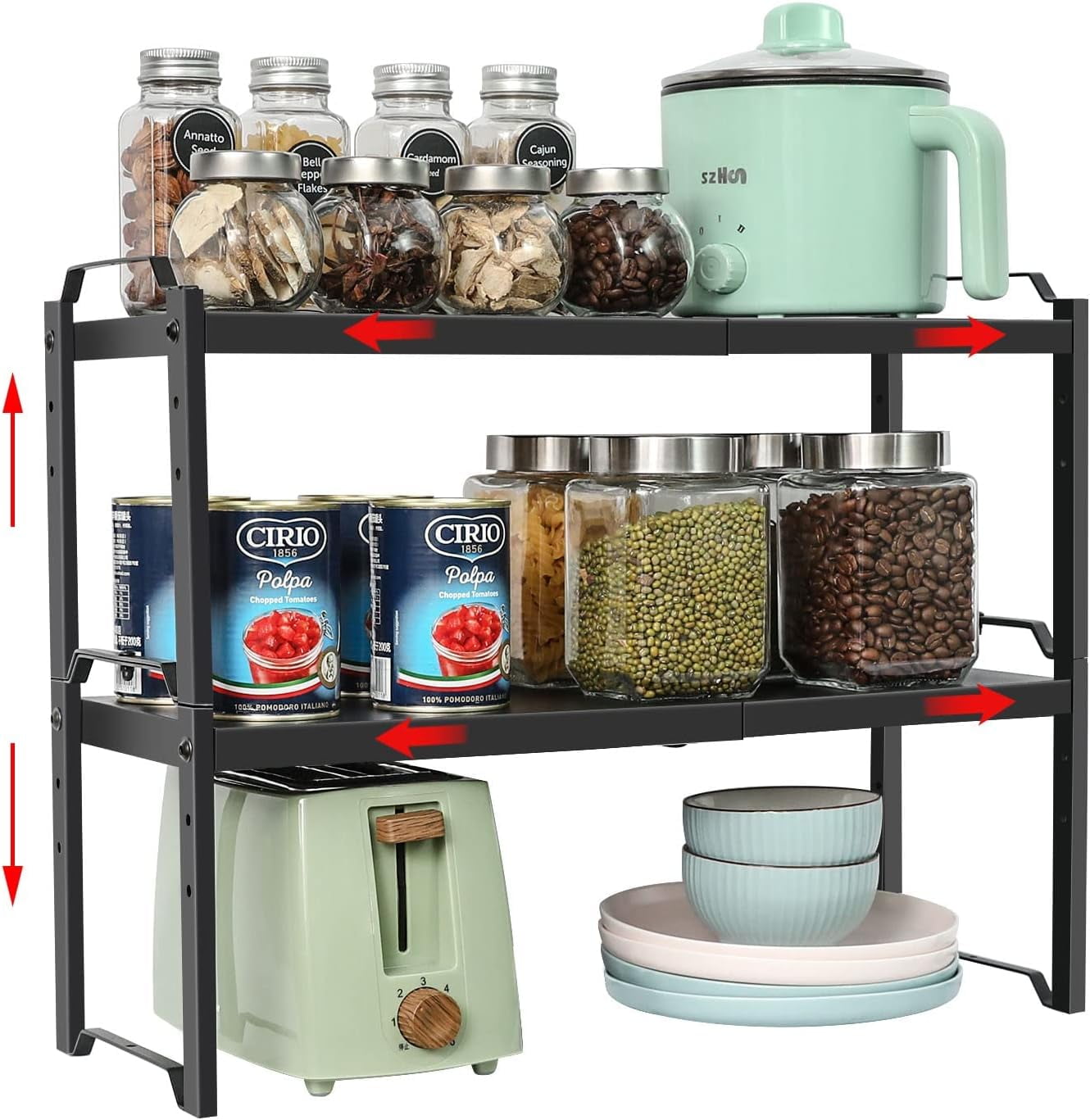 2 Pack Expandable Cabinet Countertop Shelves, X-cosrack Stackable ...