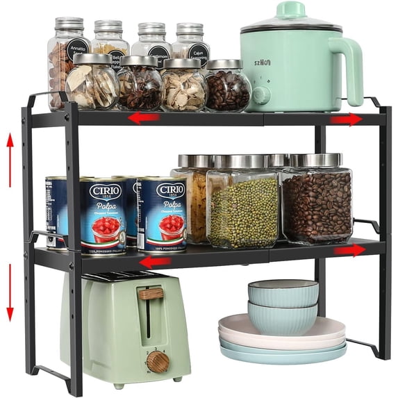2 Pack Expandable Cabinet Countertop Shelves, X-cosrack Stackable ...
