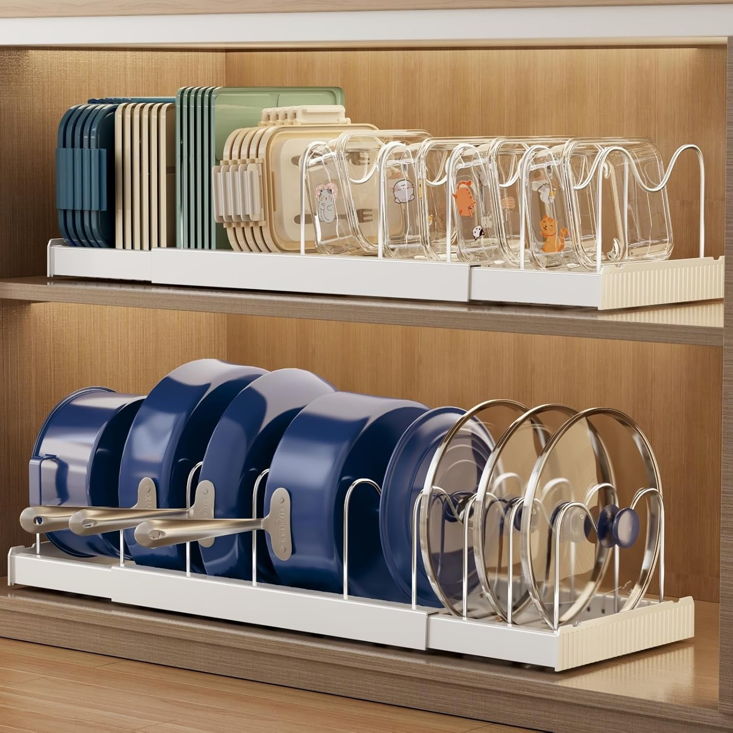 2 Pack Expandable Food Storage Container Lid Organizers, 22" Pots and ...