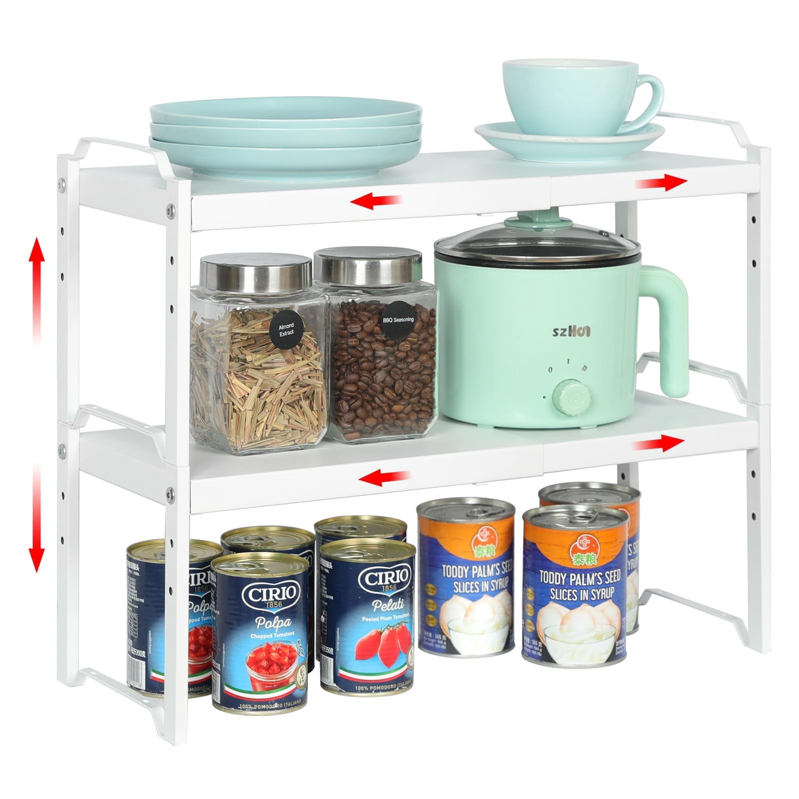 2 Pack Expandable Kitchen Cabinet Shelves Organizers Stackable ...