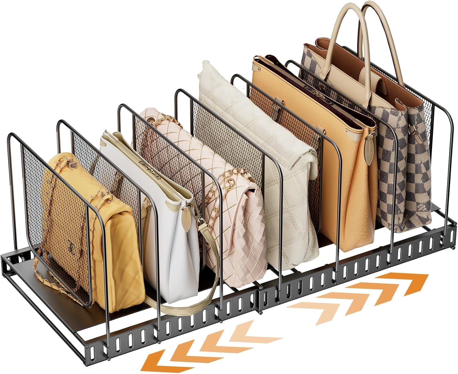 2-Pack Expandable Mesh Purse Organizers - Adjustable Shelf Dividers to ...