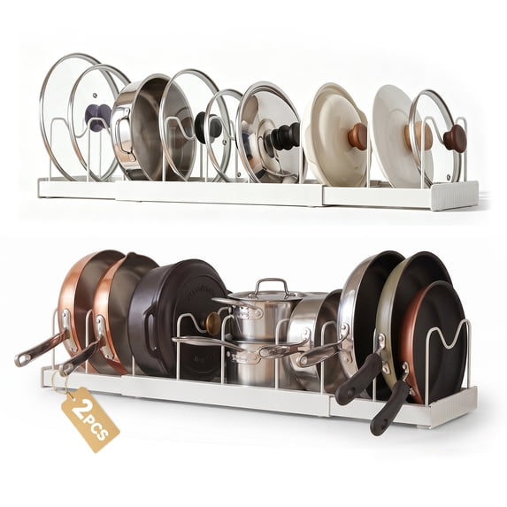 2 Pack Expandable Pot and Pan Lid Organizer for Cabinet, 22 Inch Food ...