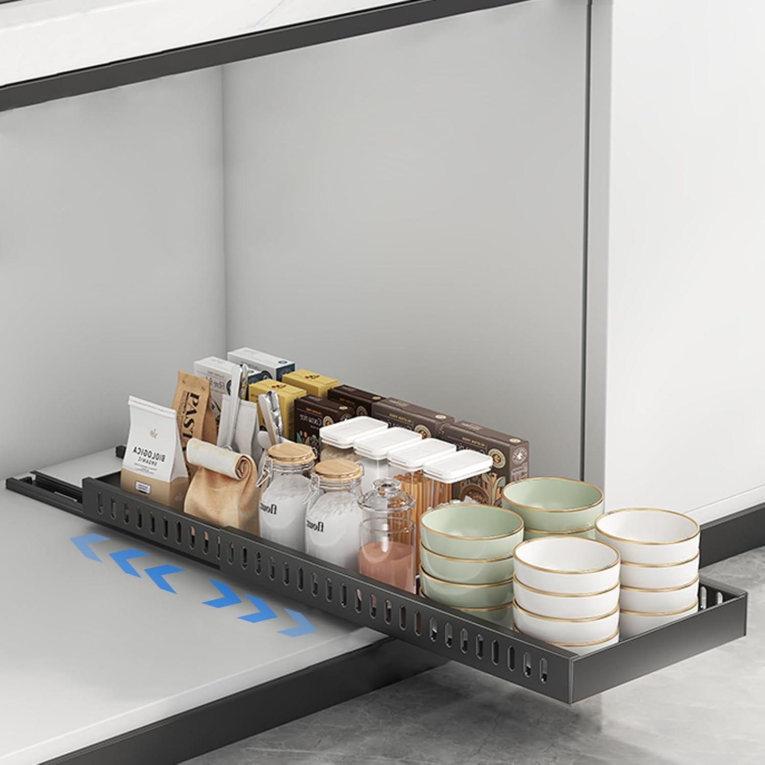2 Pack Expandable Pots and Pans Organizer Under Cabinet, Sliding Pot ...