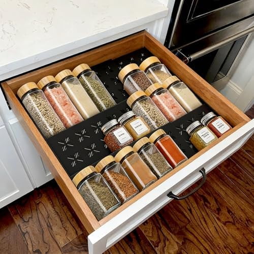 2-Pack Expandable Spice Drawer Organizer 11-22", 3-Tier Adjustable ...