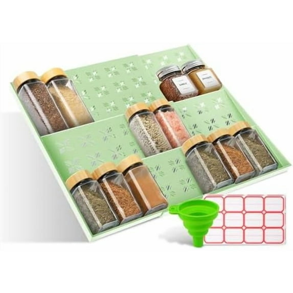 2-Pack Expandable Spice Drawer Organizer 11-22", 3-Tier Adjustable ...
