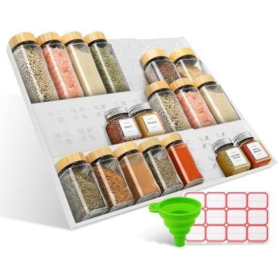 2-Pack Expandable Spice Drawer Organizer 11-22", 3-Tier Adjustable ...