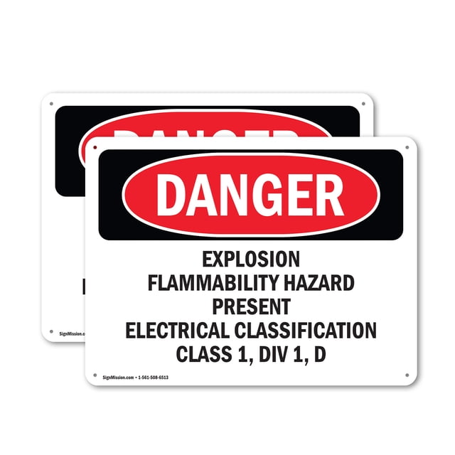 (2 Pack) Explosion Flammability Hazard Present Electrical OSHA Danger ...