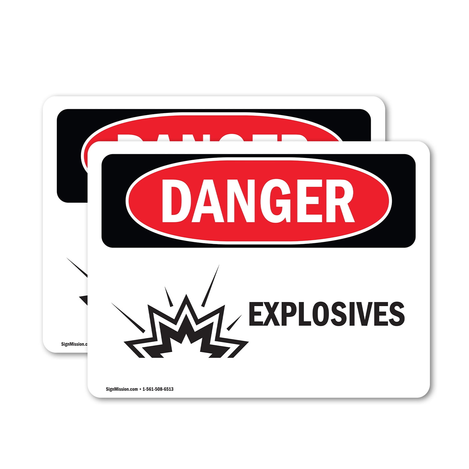 (2 Pack) Explosives OSHA Danger Sign 18 Inch X 12 Inch Vinyl Label ...
