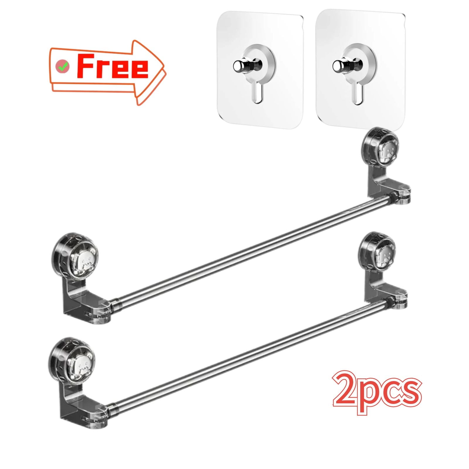 2 Pack Extendable 18-30 inch Suction Cup Towel Bar,Bath Shower Towel ...