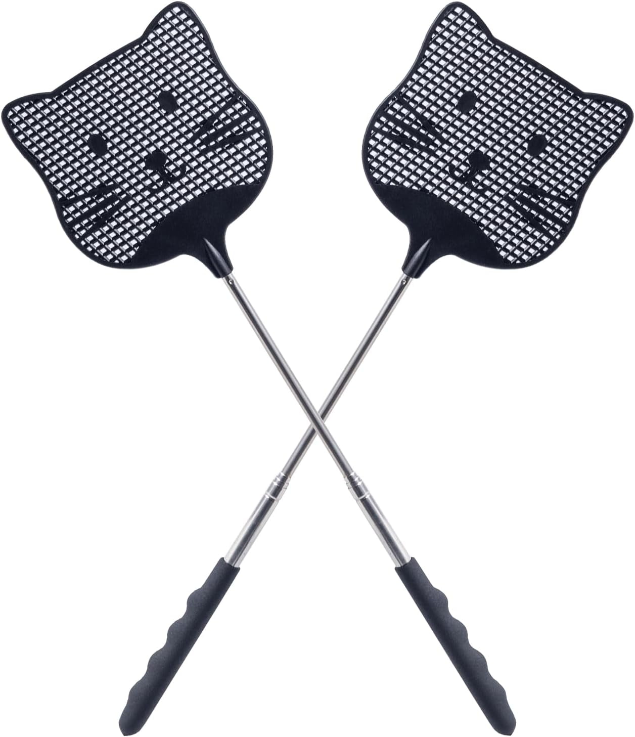 2 Pack Extendable Fly Swatter, 25 inch Long Handle Flyswatters, Plastic ...