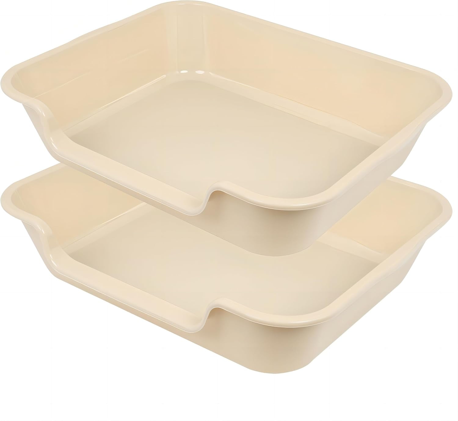 2 Pack of Extra Large Cat Litter Box (ABS Material), Low Entry Senior ...