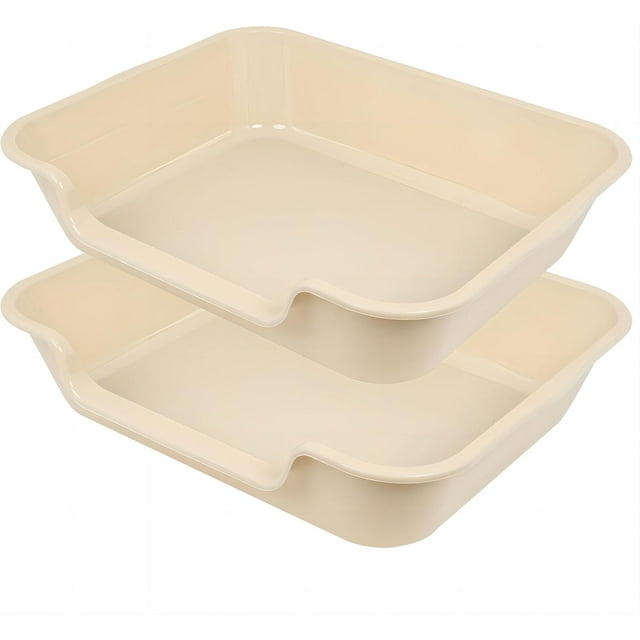 2 Pack of Extra Large Cat Litter Box (ABS Material), Low Entry Senior ...