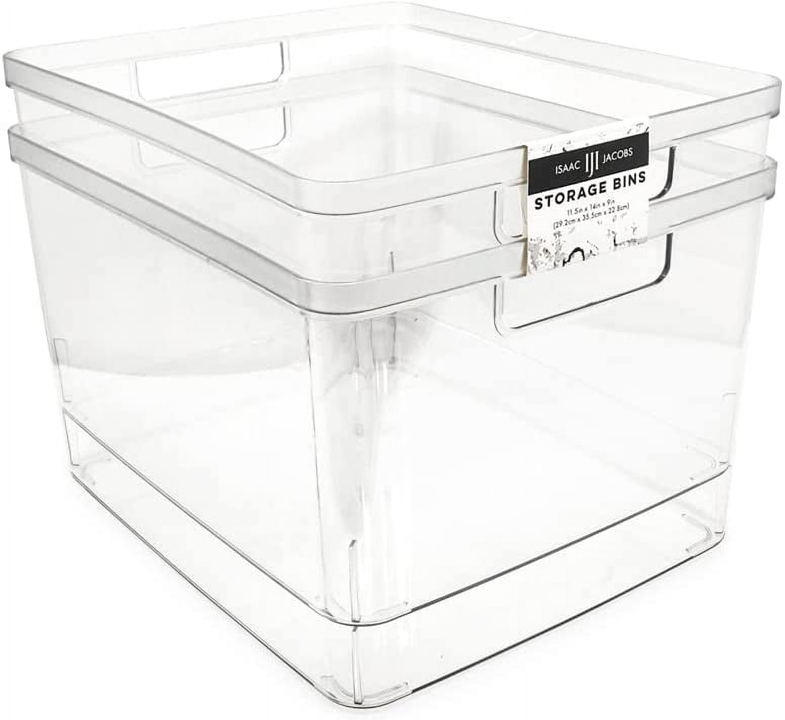 2-Pack Extra-Large Clear Storage Bins (11.5” L x 14” W x 9” H) w/Cutout ...