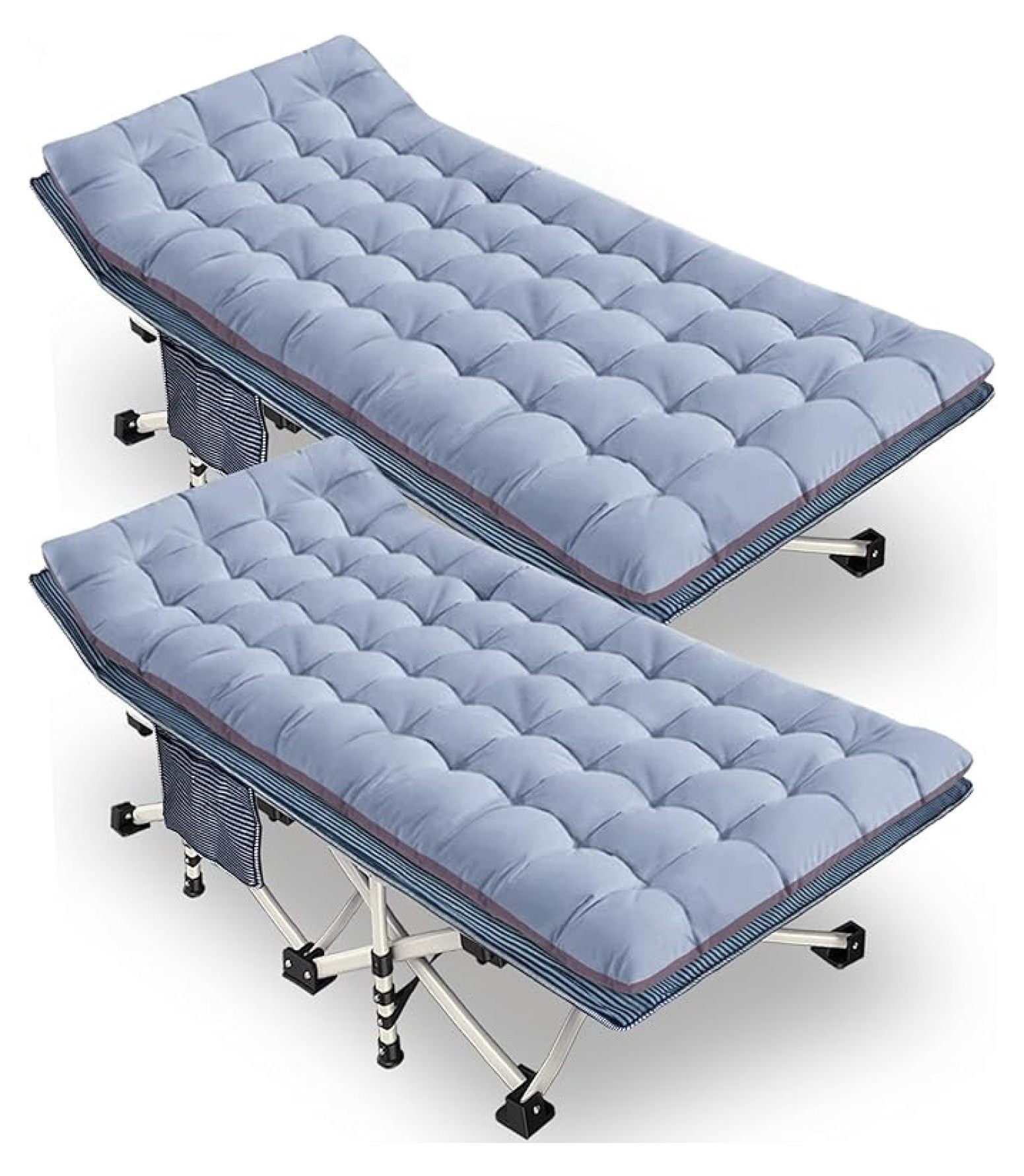 2 Pack Extra Large Cot 32" Width Camping Cot with Comfortable Mattress ...