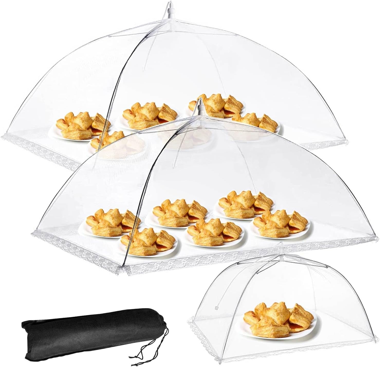 2 Pack Extra Large Food Tents 41"X27" Pop-Up Mesh Food Covers for Outdoors with 1 Standard (17 ...