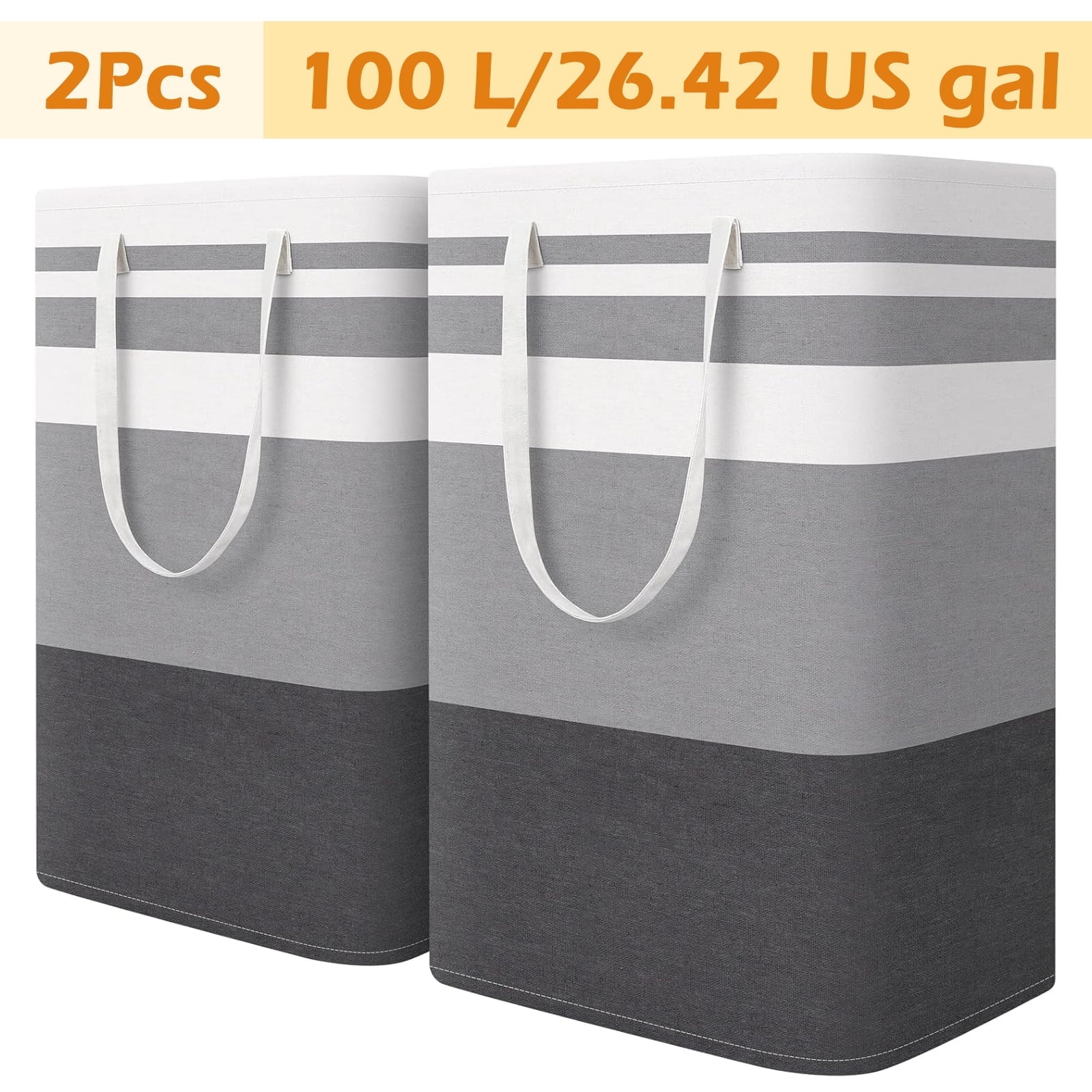 2-Pack Extra Large Laundry Basket, Waterproof, Freestanding Laundry ...