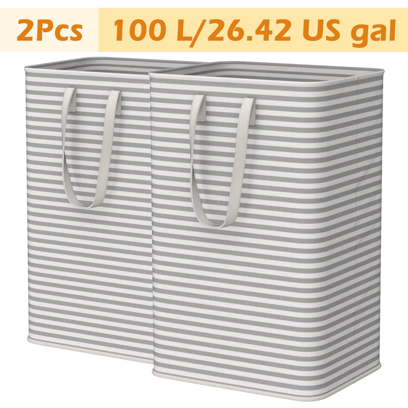 2-Pack Extra Large Laundry Basket, Waterproof, Freestanding Laundry ...