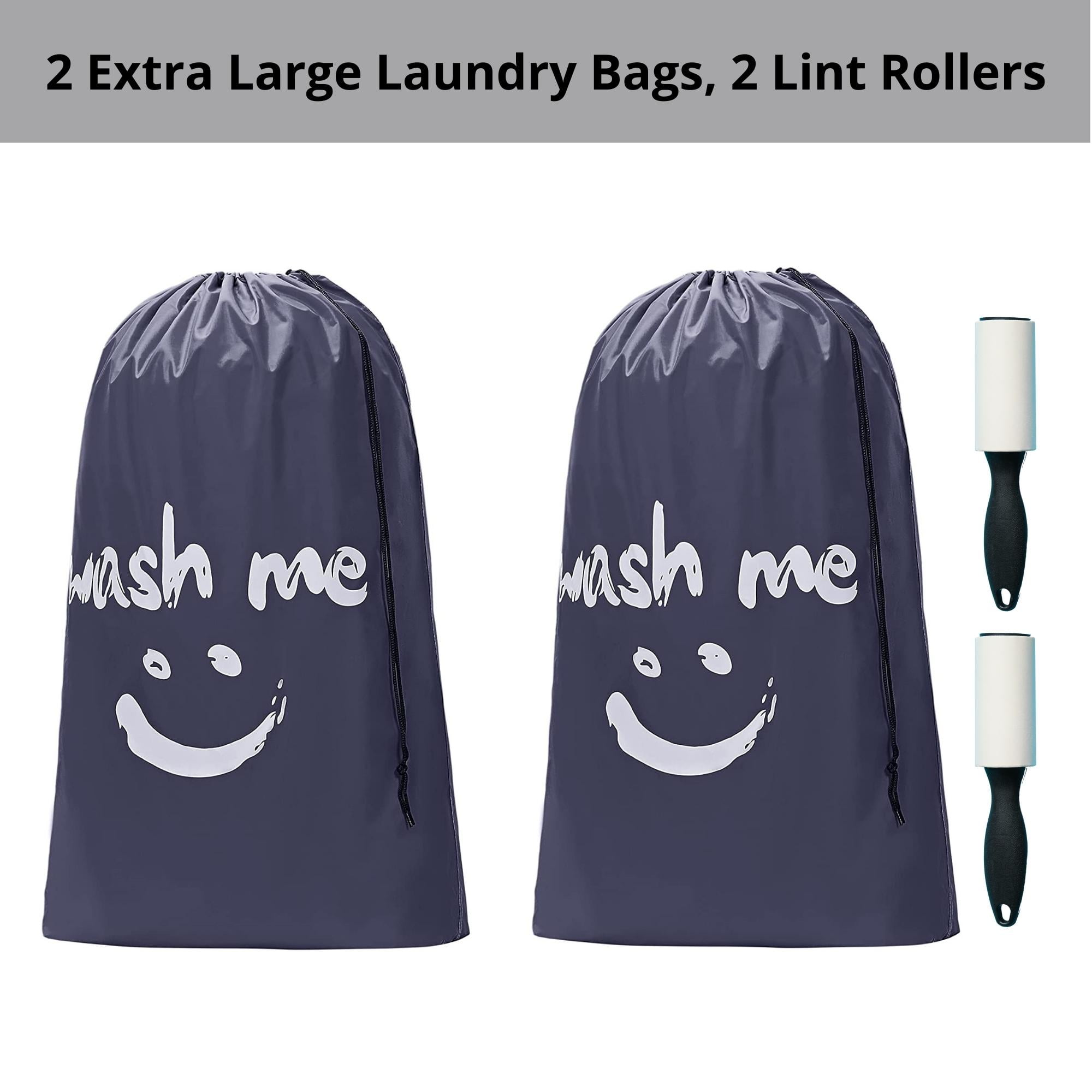 2 Pack Extra Large Nylon Laundry Bag with 2 Lint Roller Set, 40 in x 28 ...