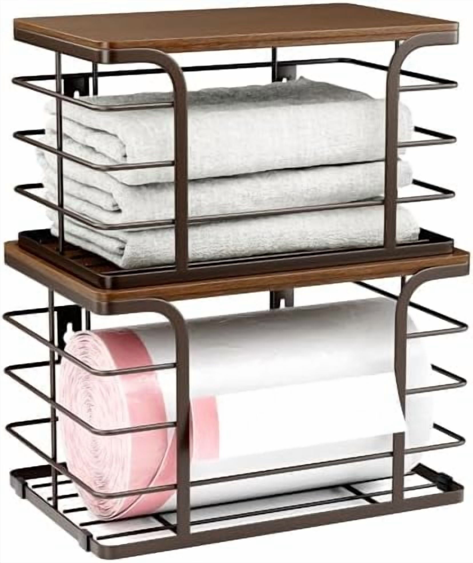 2 Pack Extra Large Pantry Baskets with Bamboo Top,Stainless Steel Trash ...