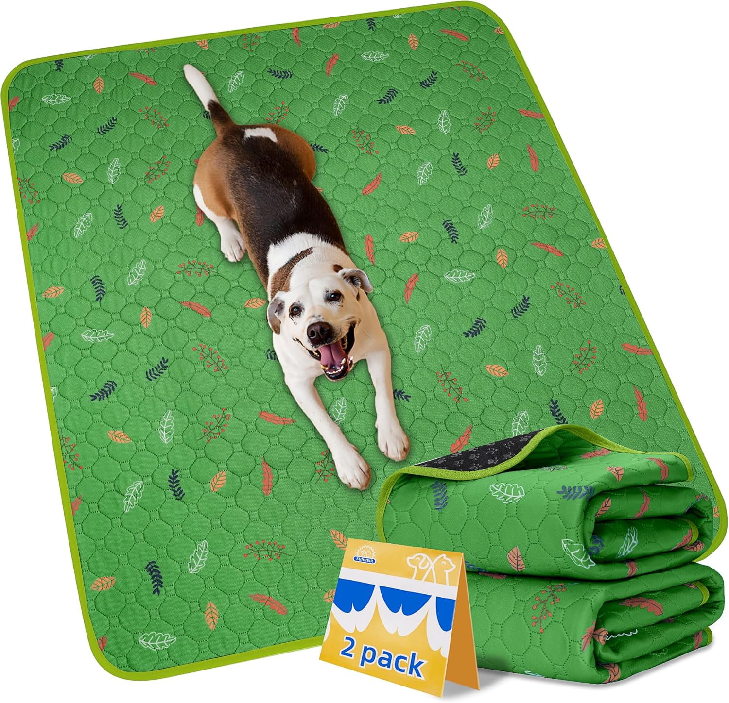 2-Pack Extra Large Reusable Dog Mat for Floor, Waterproof Dog Playpen ...