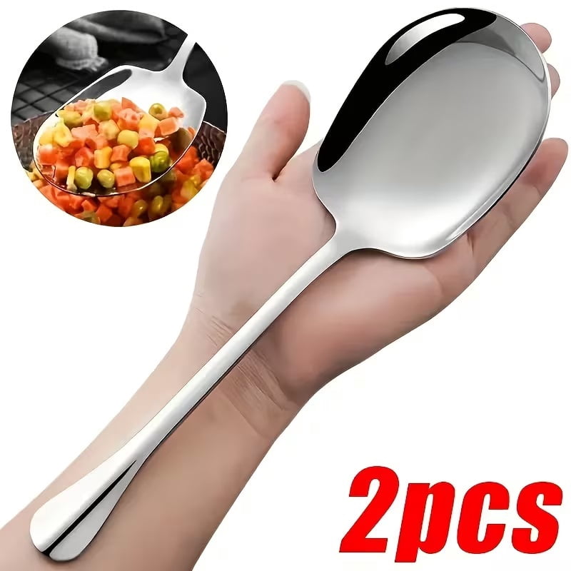 2-Pack Extra Large Stainless Steel Long Handled Serving Spoons ...