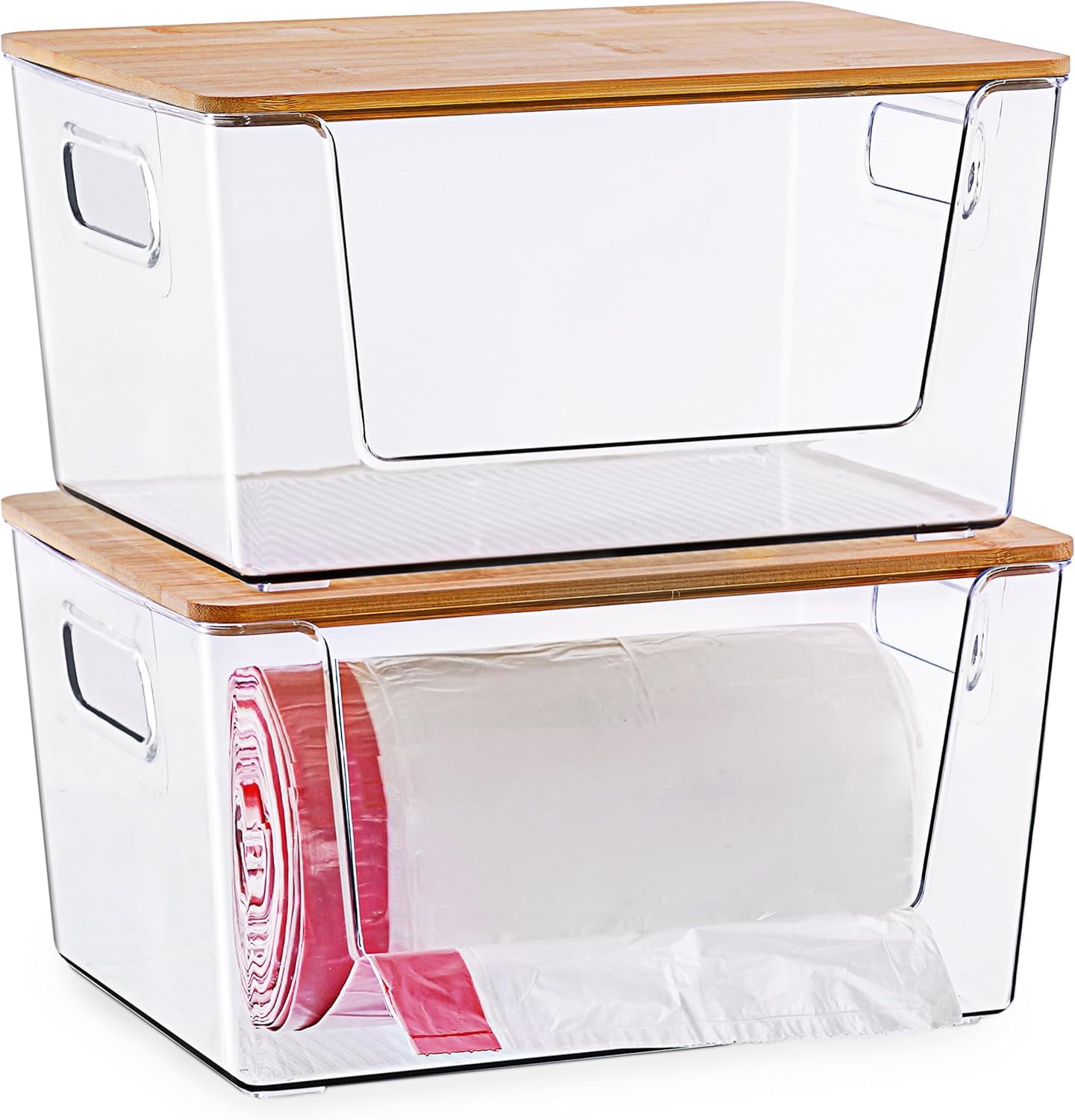 2-Pack Extra Large Trash Bag Holders with Bamboo Tops and Handles ...