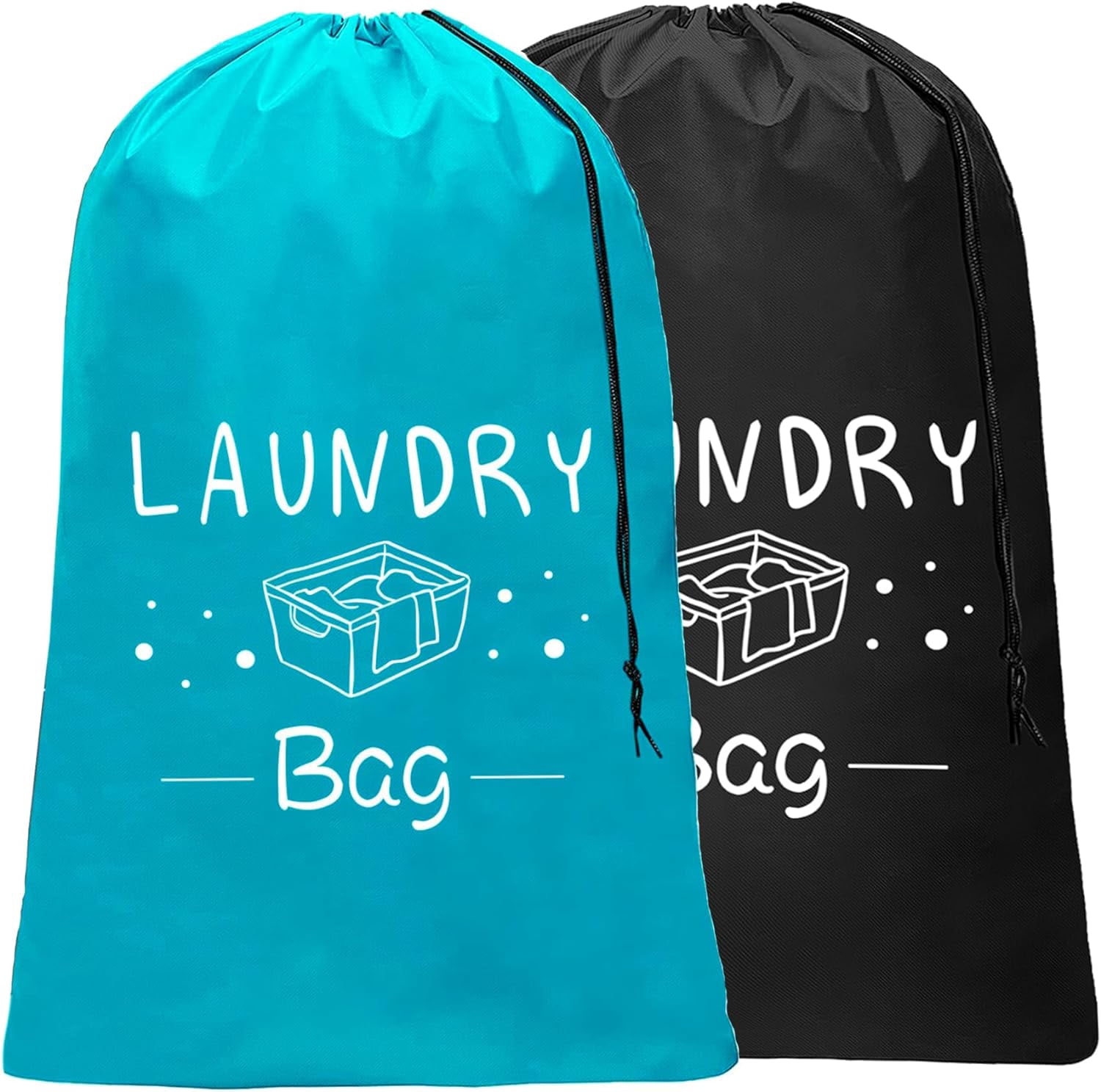2 Pack Extra Large Travel Laundry Bag, Rip-Stop Dirty Clothes Shoulder ...