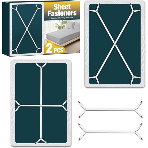 2 Pack Extra Long Bed Sheet Straps, Strong Diagonal Bedding Clips, Easy ...