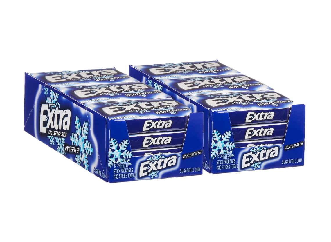 2 Pack | Extra Mint Sugar Free Chewing Gum, Winterfresh, 15 Sticks, 12 ...