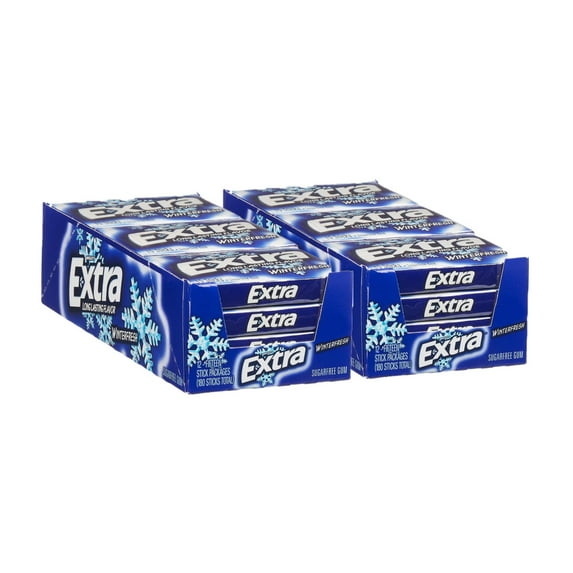 2 Pack | Extra Mint Sugar Free Chewing Gum, Winterfresh, 15 Sticks, 12 ...