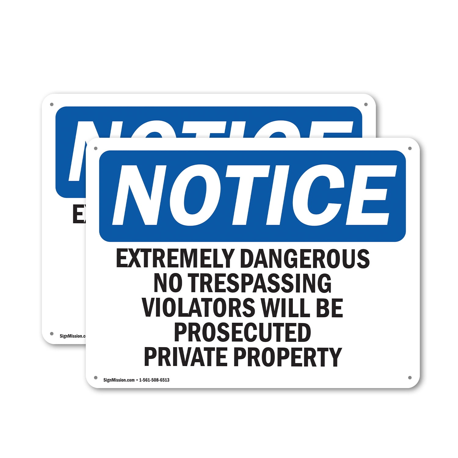 (2 Pack) Extremely Dangerous No Trespassing Violators OSHA Notice Sign ...